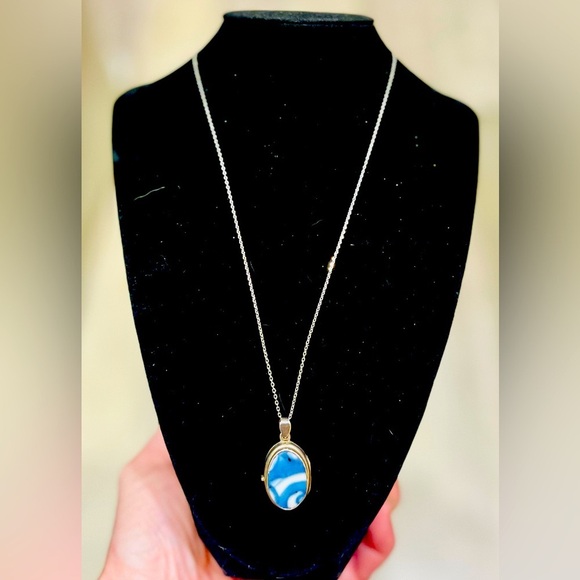 Estate Locket | Jewelry | Vintage Sterling 925 Blue Swirl Rare Agate ...